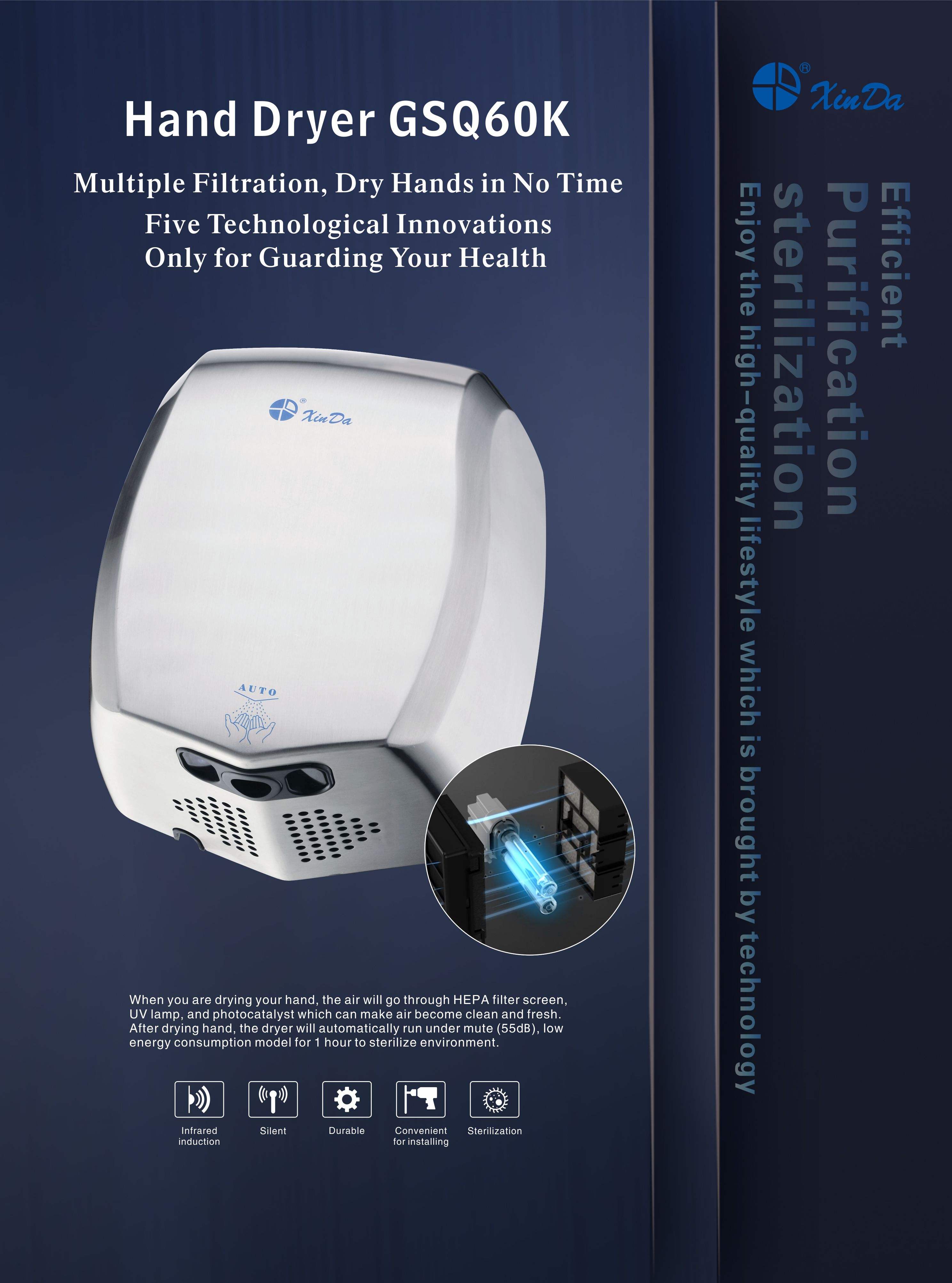 Air Jet High Speed Uv Light Automatic Hand Dryer Hand Dryer - Buy ...